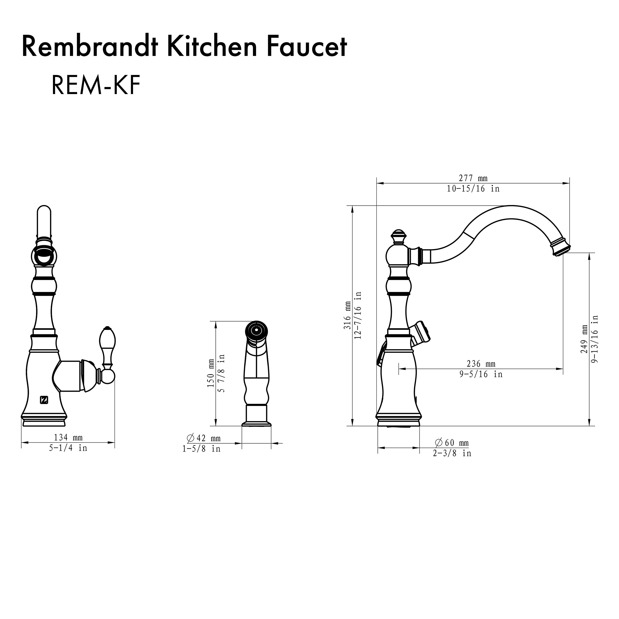 ZLINE Autograph Edition Rembrandt Kitchen Faucet in Polished Gold (REM-KF-PG)