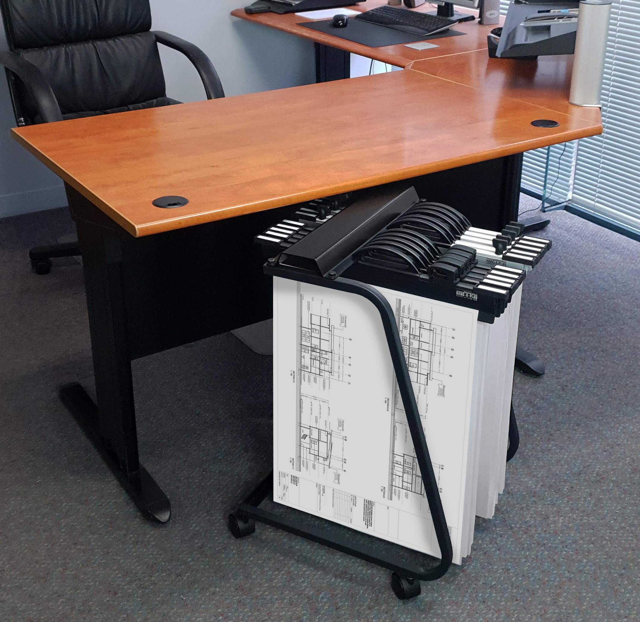 Hang-A-Plan Compact Mobile Blueprint Storage Rack for 18" Clamps Only, Capacity for 1500 Plans on 15 Clamps (Sold Separate)