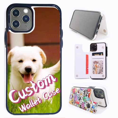 Unique-Custom-Gift Personalized Photo Flip Leather Wallet Case with Card Holder For Apple iPhone 7 8 Plus SE2 XR XS 11 12 13 14 Pro Max, Customize Picture Text PU Kickstand Double Magnetic Cover