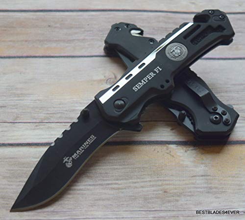Mtech Officially Licensed U.S.M.C Spring Assisted Tactical Knife Rescue Combat Sharp Blade