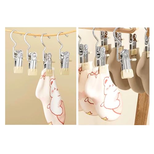 Woogim 15 Pcs Laundry Hanging Hooks Clips 110mm Length Multi-Functional Hooks for Home Travel Clothes & Socks Stainless Steel Upgrade Widen