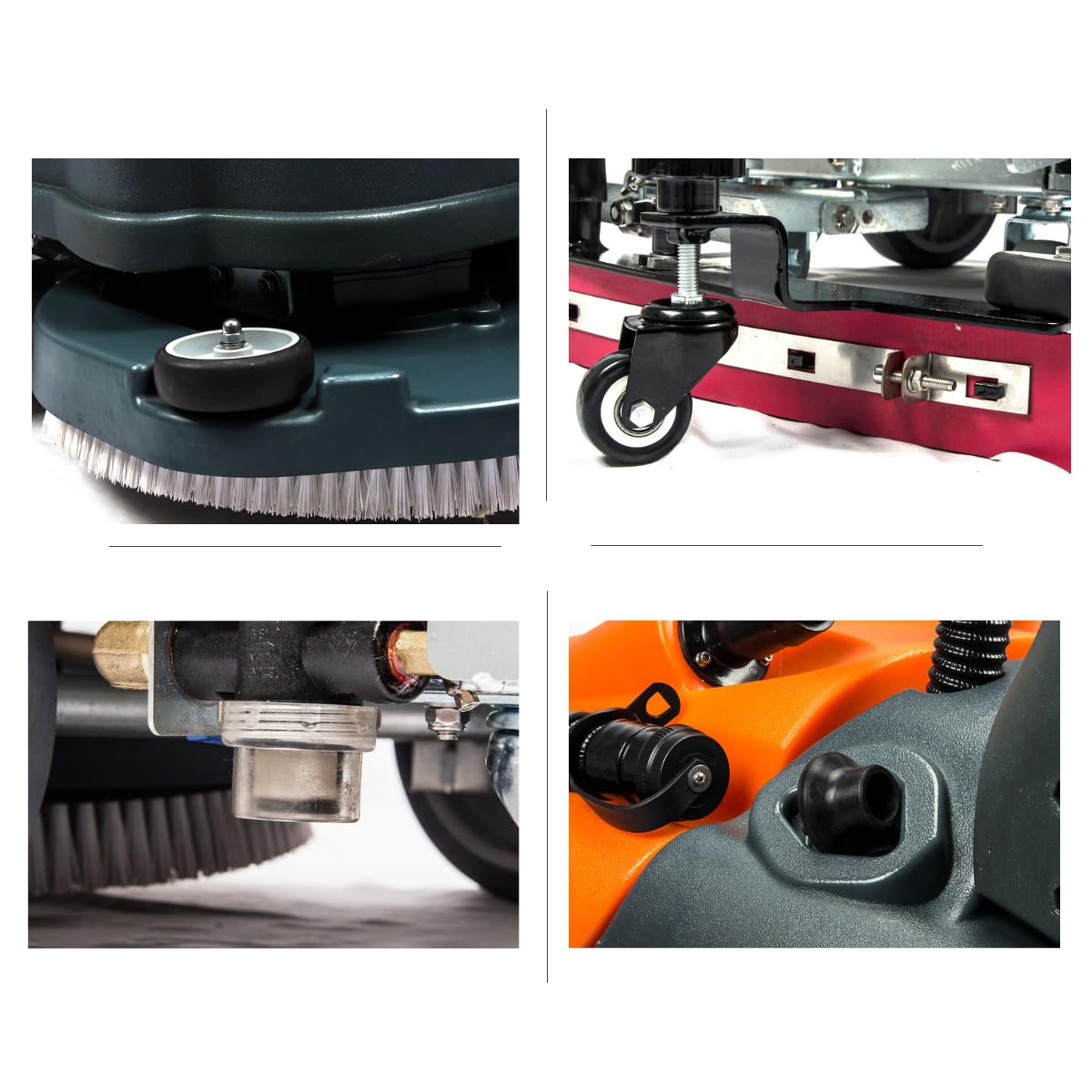 SUNMAX Walk-behind Floor Scrubber Dryer with 22" Scrub Path, 14.5-Gal Recovery Tank, Includes Heavy Duty Brush, Red, Black and White Pads, 30000 Sqft/h