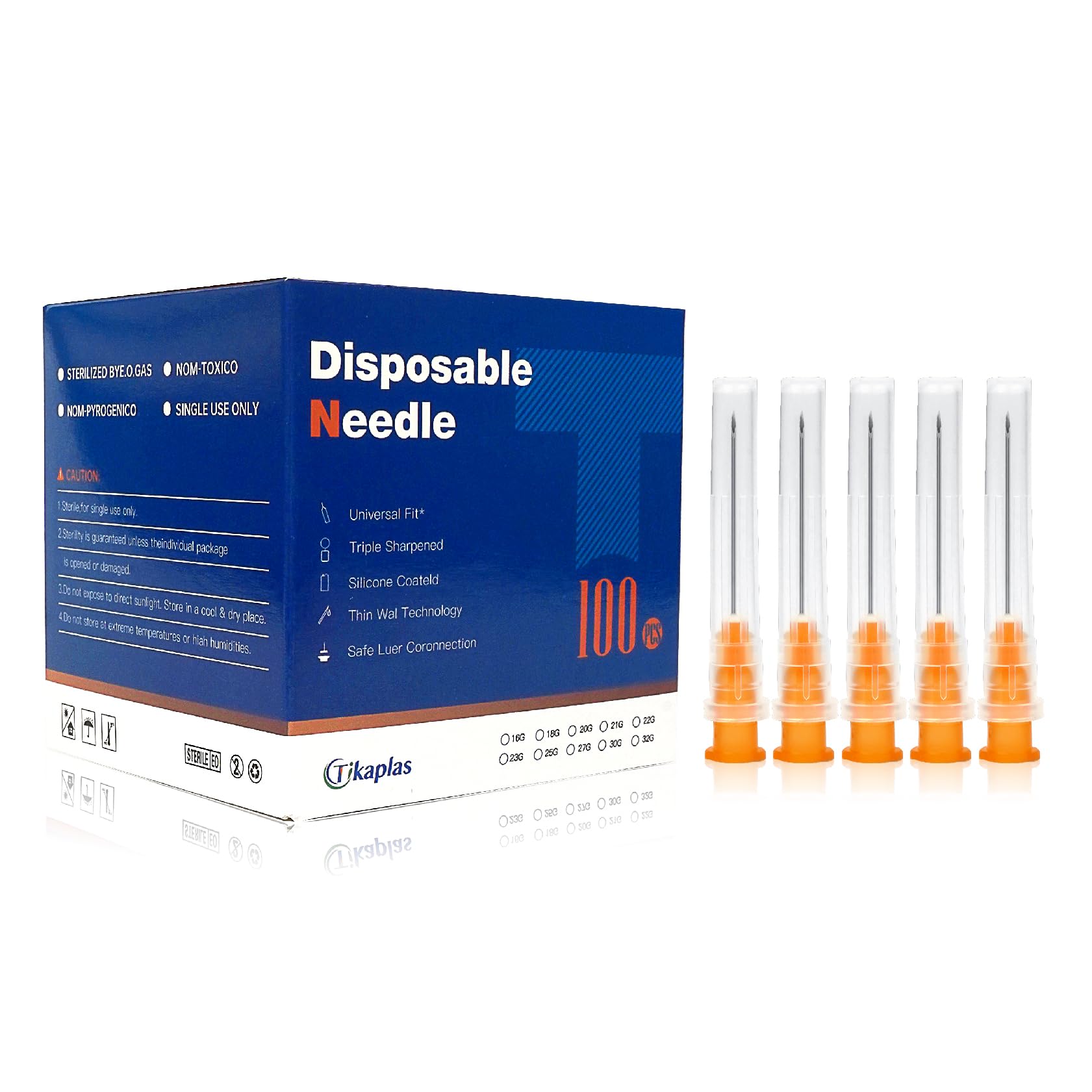 TIKAPLAS 25 Gauge 1 inch Luer Lock Dispensing Accessorie, Individual Packaged, Pack of 100