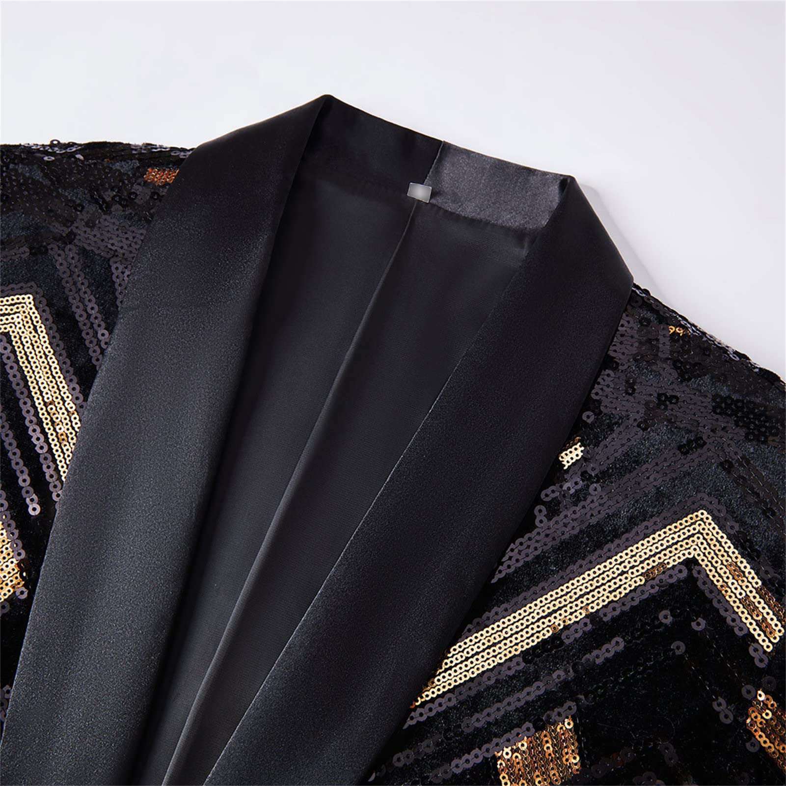 Men's Stylish Shiny Sequins Suit Jacket One Button Sequin Dress Tuxedo for Dance Party Banquet Prom Blazer (Golden,3X-Large)
