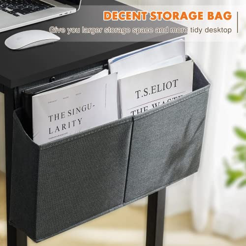 Sweetcrispy Small Computer Office Desk 40 Inch Kids Student Study Writing Work with Storage Bag & Headphone Hooks Modern Simple Home Bedroom PC Table