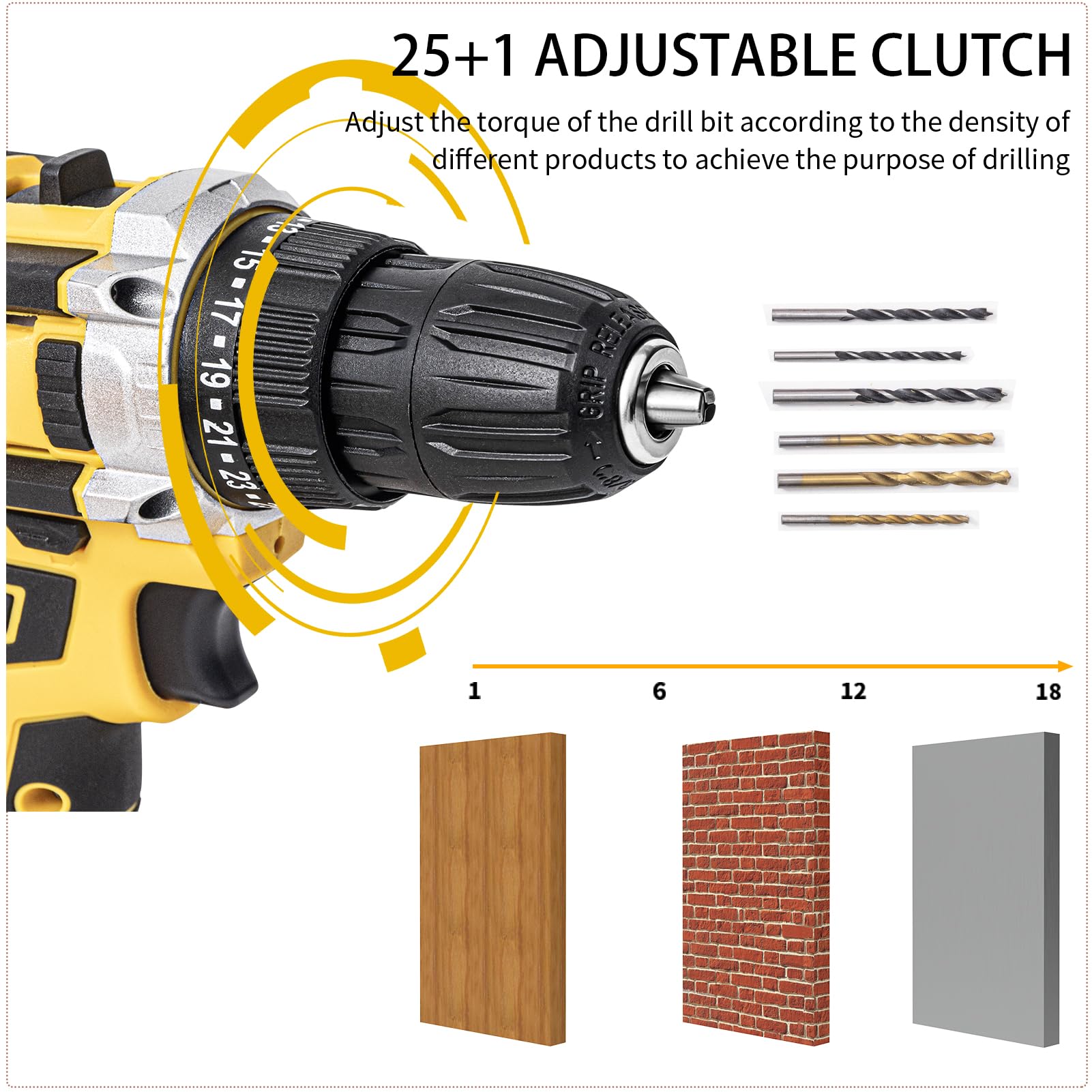 TIKTIK 21V Tool Set with Drill,119 PCS Cordless Drill Sets with 10MM 3/8" Keyless Chuck,25+1 Clutch,2x2.0Ah Battery,Home Tool Kit for All Purpose,Power Drill Set Combo Kit with Toolbox