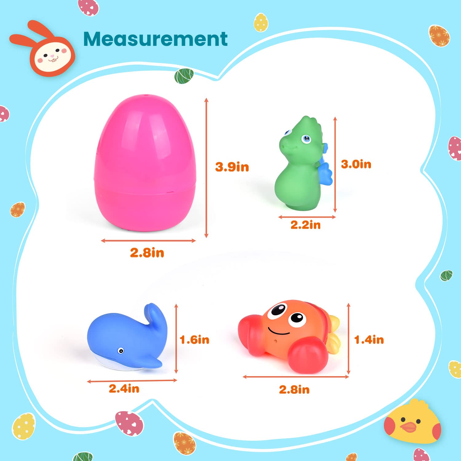 FUN LITTLE TOYS 12PCS Bath Toy Easter Eggs Assorted Sea Animals for Toddlers Easter Basket Stuffers