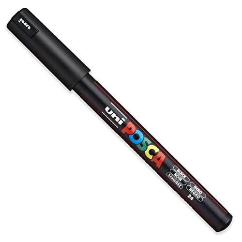 Posca - Ultra Fine to Fine Paint Marker Pens Set - PC-1MR, PC-1M, PC-3M - White & Black Ink - Pack of 6