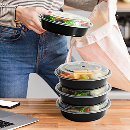 MUCHII [50 Pack Meal Prep Container, 24 oz Round To Go Containers with Lids, Plastic Containers for Food Microwave and Freezer Safe.