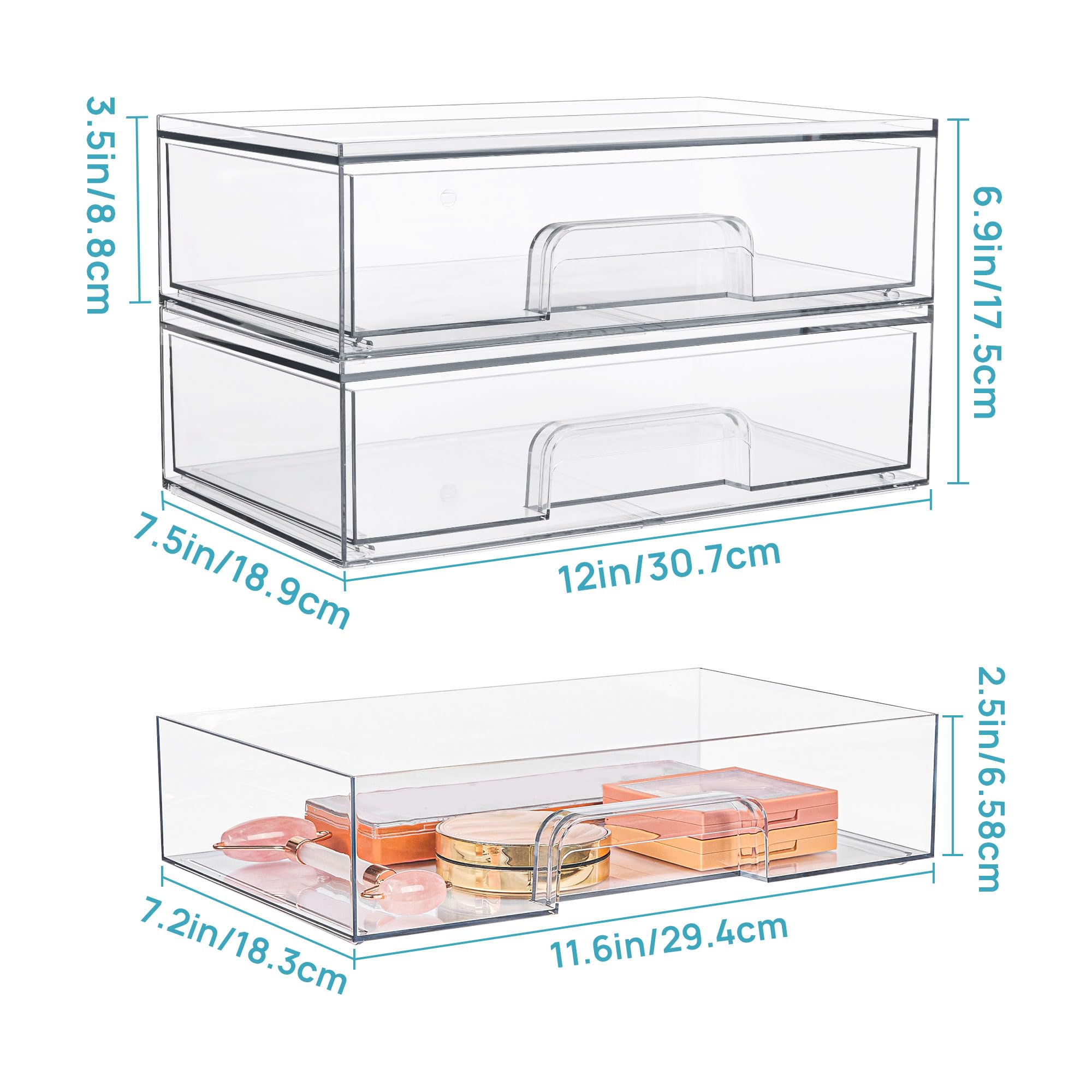 Vtopmart 4 Pack Large and 2 Pack 12''W Stackable Storage Drawers
