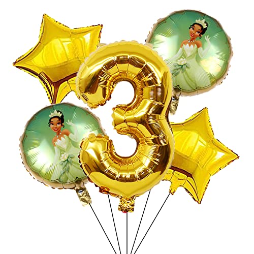 Princess Tiana 3rd Birthday Decorations Gold Number 3 Balloon 32 Inch | The Frog Tiana Balloons for Girlās Birthday Baby Shower Princess Theme Party Decorations (3rd Birthday)