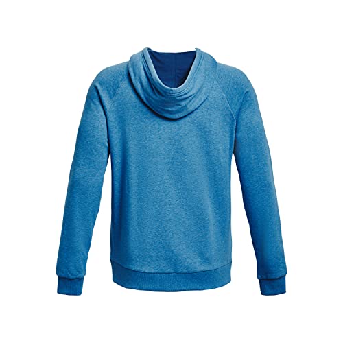 Under Armour Mens Rival Fleece Hoodie , (437) Petrol Blue Light Heather / / Onyx White , X-Large