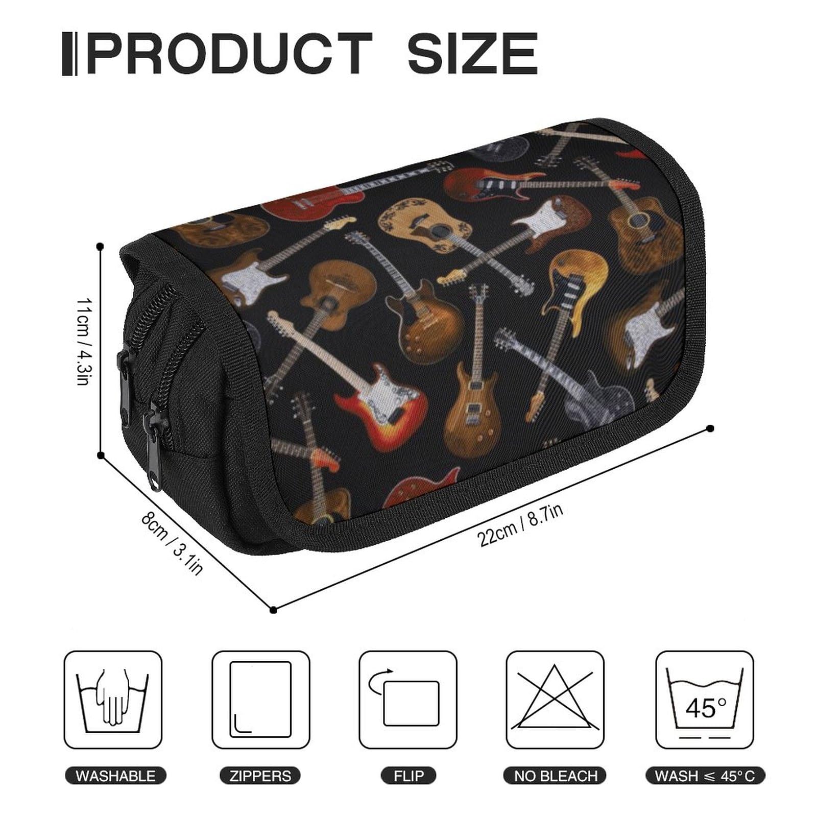Supdreamc Polyester Pencils Holder With Zipper, One Pocket Pencil Pouch Bag For Office Supply Accessories For Artist, for Guitars Art Storage Pouch