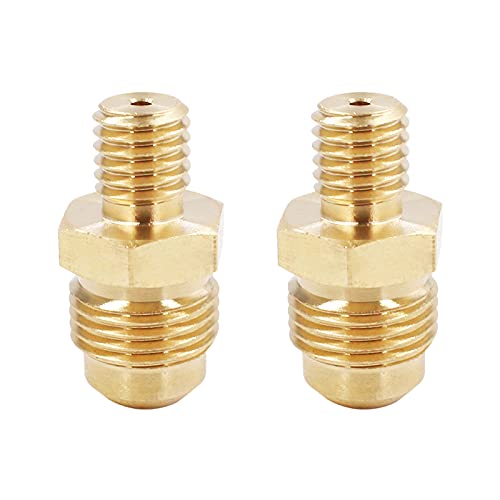 MENSI Brass Propane Gas Jet Nozzle Sprayer 1.96mm Orifice(0.0772") with 3/8" Male Flare and M10x1.5mm Thread for Burner Inlet for Fire Pits, 2 Pack