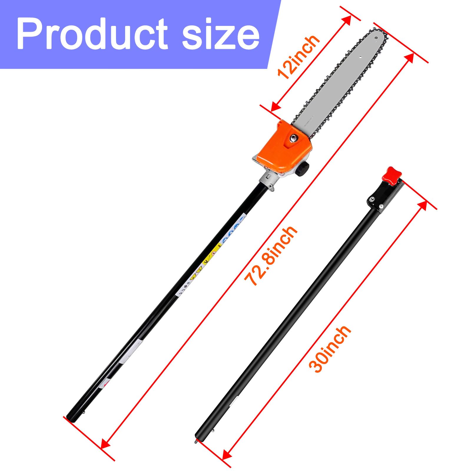 Gabasinover,Replacement parts Pole saw Attachment for Attachment Capable String Trimmers, Polesaws, and Powerheads fits for Hus 128LD, most brushcutters and Powerheads (Black)