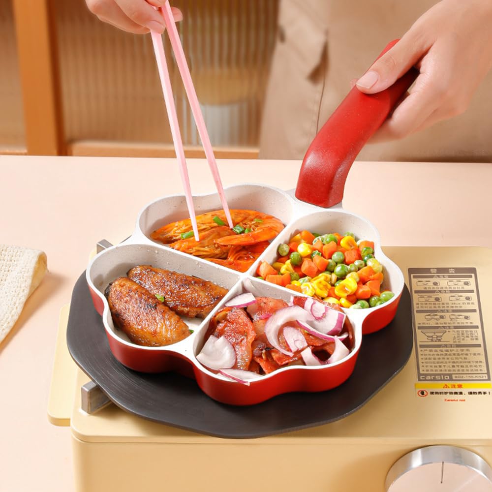 Nonstick Egg Frying Pan, UNOCHRIM 4-Cup Omelette Pan, 7.5 Inches Granite Pancake Pan, Aluminium Multi Breakfast Pan for Cooking Eggs, Pancakes and Shrimps, Compatible with All Stoves and Induction
