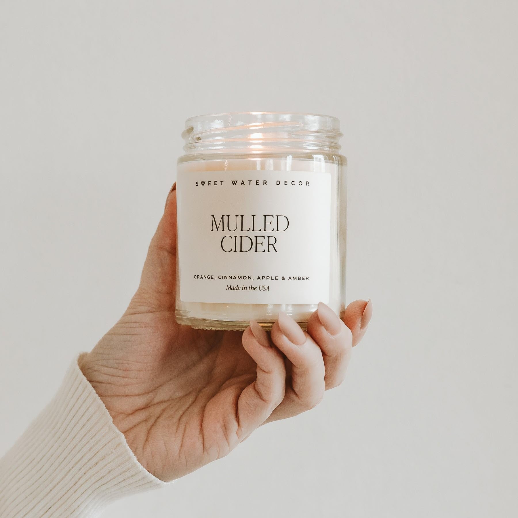 Sweet Water Decor Mulled Cider Candle - Fall Candle with Cinnamon, Icing and Cinnamon Buttery Pastry for Home - Fall Soy Candle with 40 Hours Burn Time - 9Oz Gold Lid Clear Jar Mulled Cider Scents