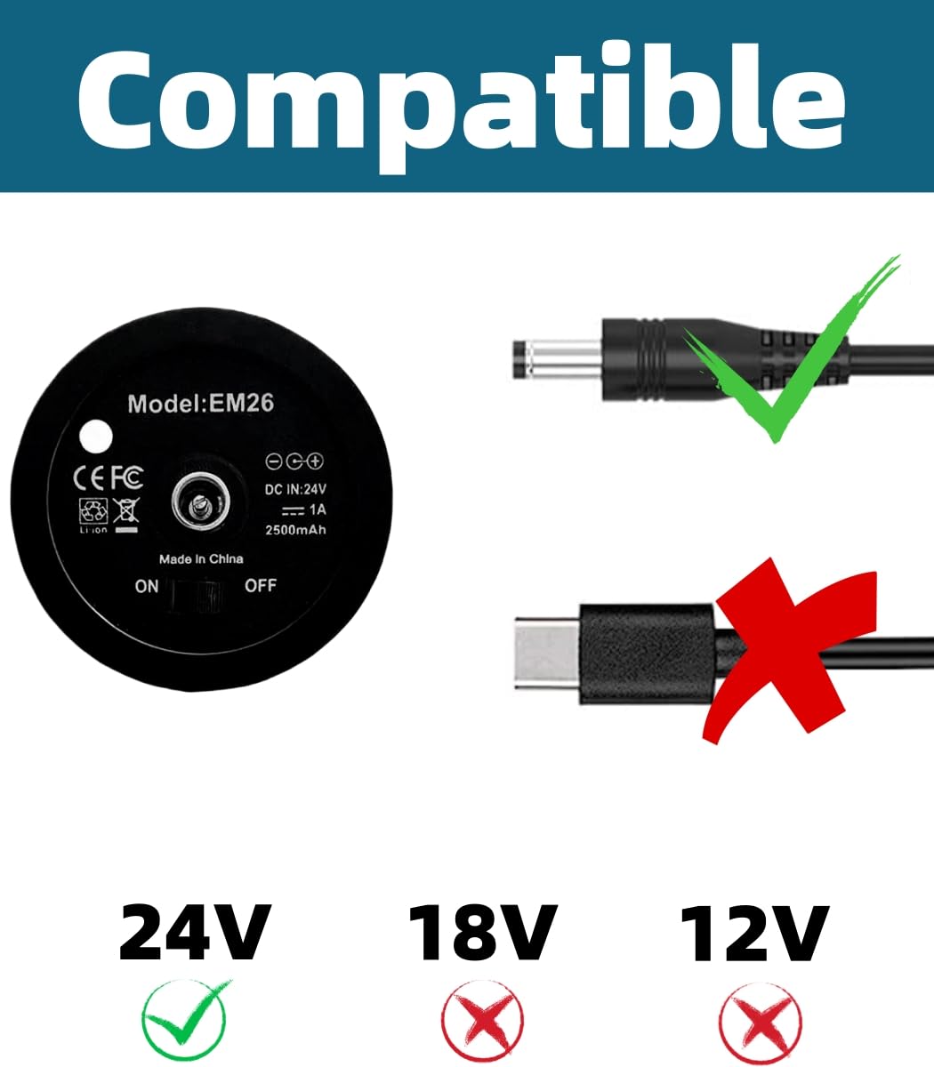 Qjin Power Adapter Charger for TOLOCO EM26, TO-M63, AERLANG EM8, EM13 Massage Gun