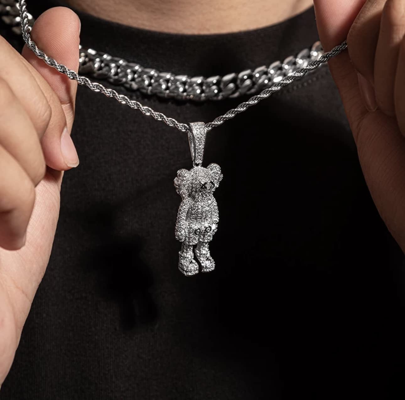 Got Drip? Kawed iced out pendant stainless steel 24 inch rope chain designer bling