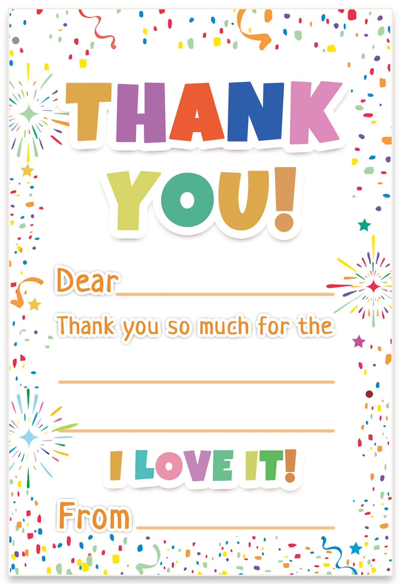 Vusnud 72Pcs Kids Thank You Cards, Fill in The Blank Thank You Notes with Envelopes from Teacher for Birthday (4x6 In)