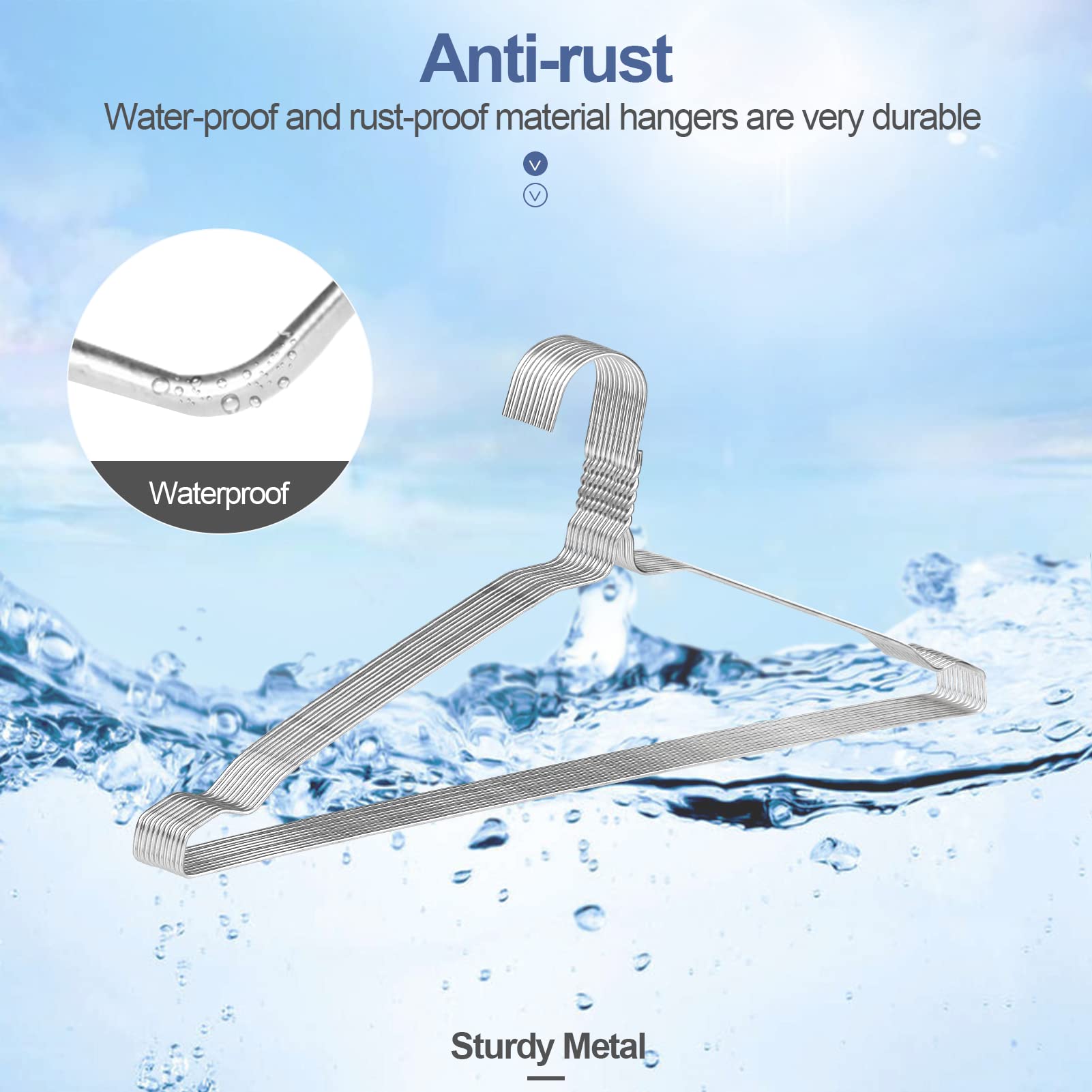 SPECILITE Wire Hangers 100 Pack, Metal Wire Clothes Hanger Bulk for Coats, Space Saving Metal Hangers 16.7 Inch Ultra Thin Non Slip with Groove, for Standard Size Suits, Shirts, Pants, Skirts-Silver