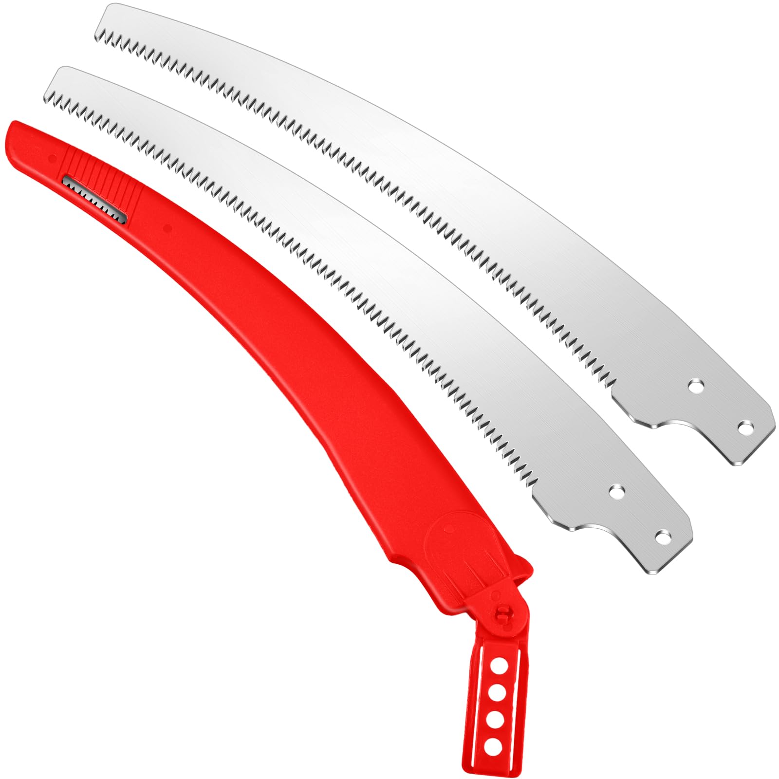 Umigy 2 Pcs Replacement Saw Blades with Blade Protective Sleeve Universal Type Saw Blade for Tree Pruner (Silver, Orange, 16.5 Inch)