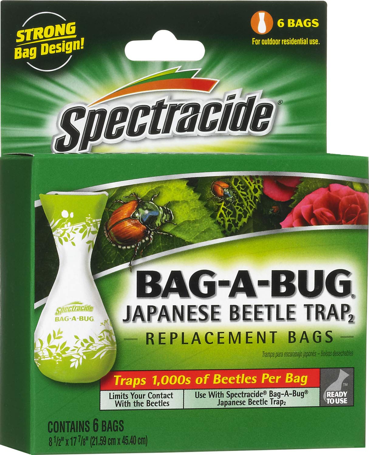 Spectracide Bag-A-Bug Japanese Beetle Trap Replacement Lure 1 Count, Lure Refill & Insect Killer, 6 Bags
