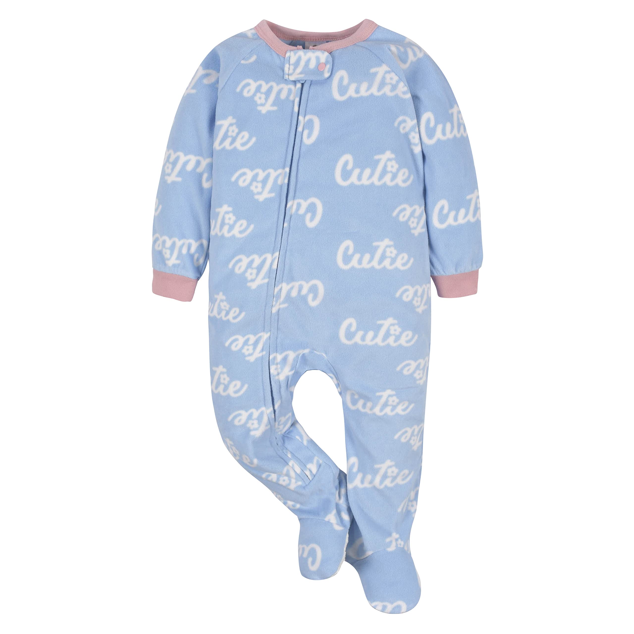 Gerber Baby Girls' Flame Resistant Fleece Footed Pajamas 2-Pack, Pink Zoo & Zebra, 3-6 Months
