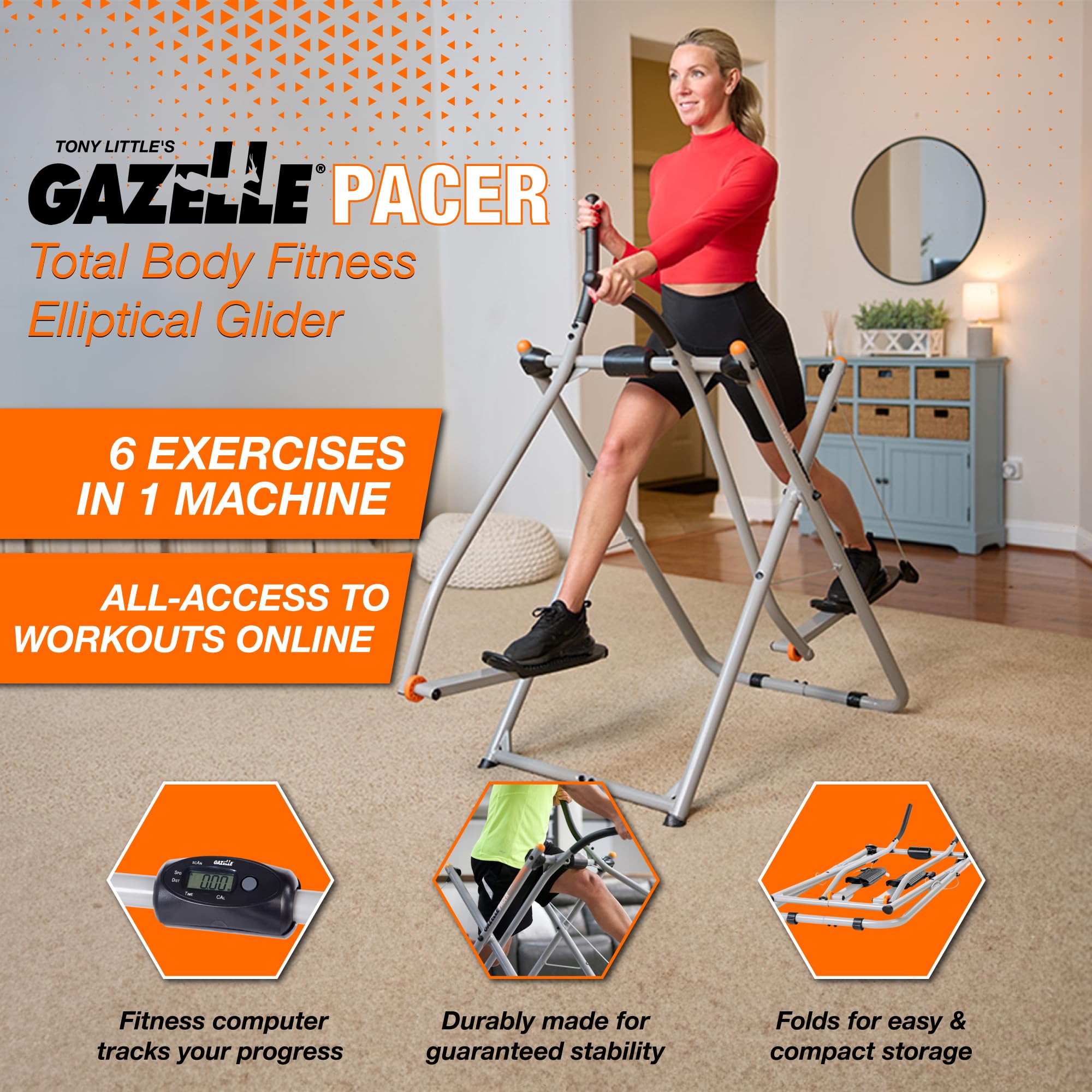 Gazelle GEDGECAT Edge Glider Home Fitness Low Impact Exercise Equipment Machine with Workout DVD For Home Use and Training