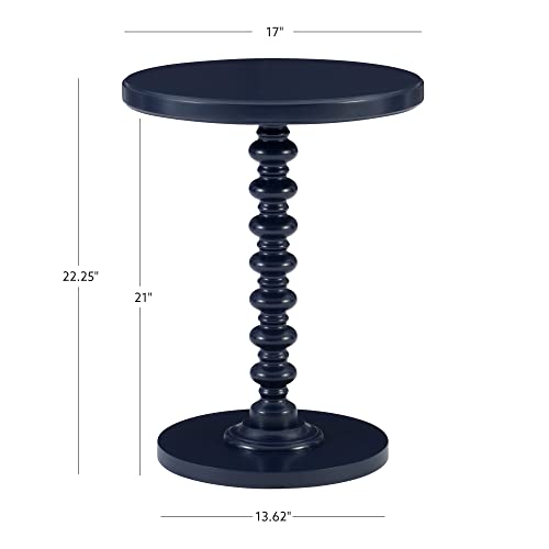 Powell Navy Blue Tarkin Round Turned Spindle Pedestal Side Accent Table
