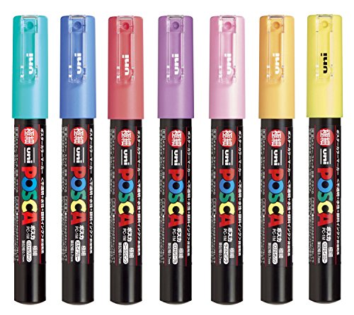 uni Posca Paint Marker Pen, Extra Fine Point, Set of 7 Natural Color (PC-1M 7C)