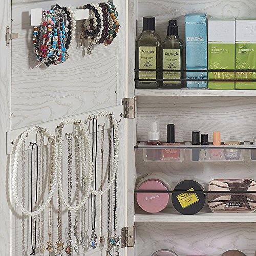 GISSAR Jewelry Mirror Armoire Wall Mount Over The Door Cabinet Storage Organizer Lockable Full Length Door Mirror(White)