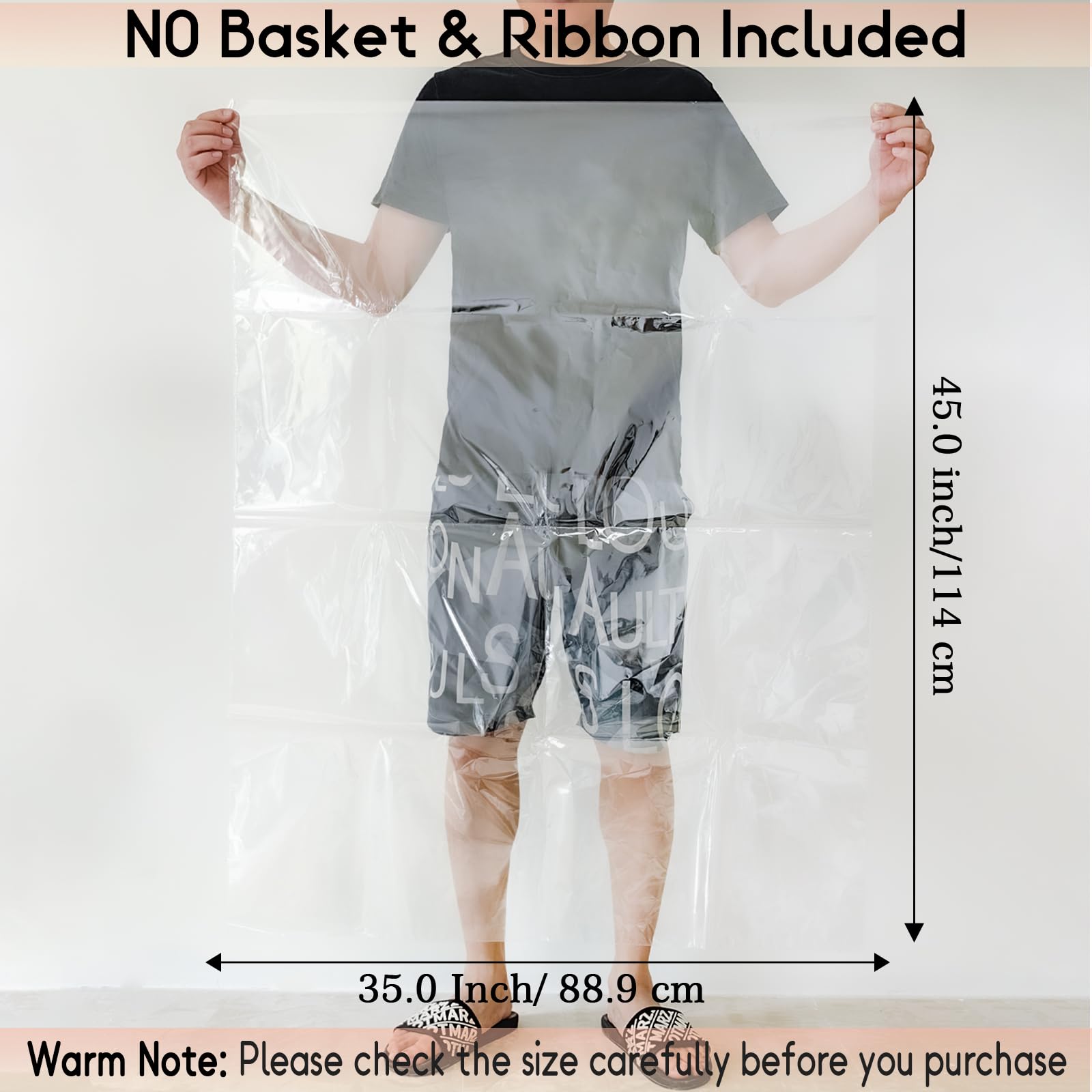 QOIUSO 6PCS Extra Large Cellophane Bags, 35x45 Inch Cellophane Wrap for Gift Baskets Clear Cellophane Gift Bags 2.8 Mil Thick