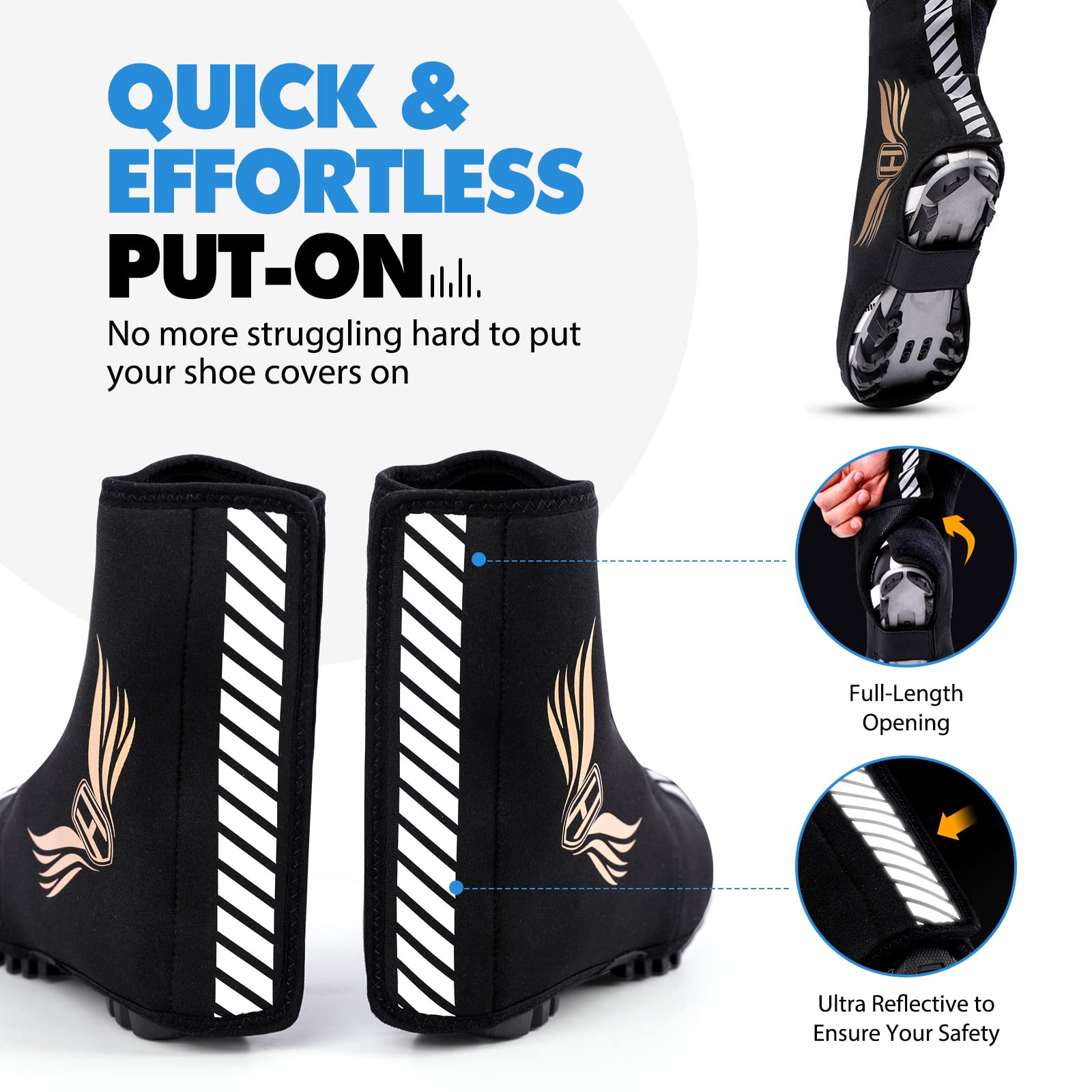 Hikenture Cycling Shoe Covers, Water-Resistant Cycling Overshoes for Winter