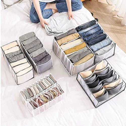 QRTU Washable Wardrobe Clothes Organizer, Jeans Compartment Storage Box,Foldable, Easy To Clean,Save Space Closet ?Drawer Organizer ,for Legging T-Shirt Underwear Socks. (Bra storage box)