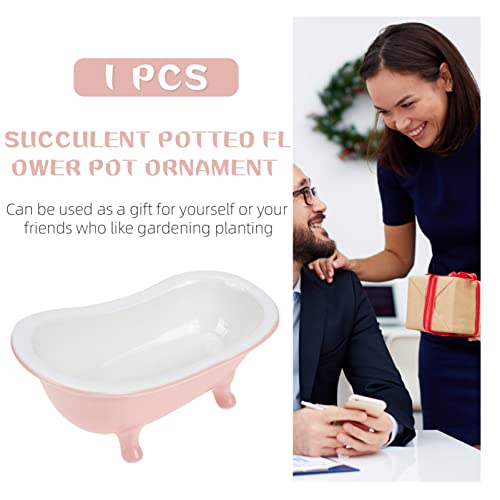 Mini Bathtub Flower Pot Ceramic Succulent Planter Pot Flower Pots Porcelain Plant Pot Vintage Retro Plants Bonsai Holder Desktop Flower Vase Cactus Containers Soap Dish