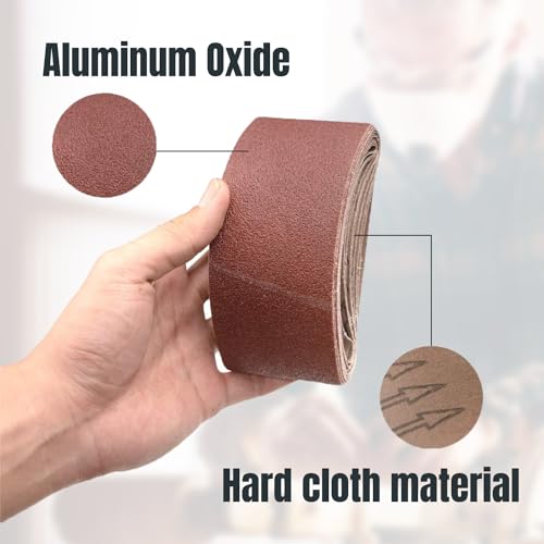 POWERTEC 401408 2-1/2 x 14 Inch Sanding Belts, 80 Grit Aluminum Oxide Belt Sander Sanding Belt for Porter Cable 371 & 371K Belt Sander, Wood & Paint Sanding, Metal Polishing, 10PK