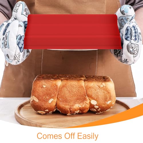Silicone Bread Loaf Pan, 2 Pack Loaf Pans for Baking Bread, Non-Stick Silicone Baking Mold Easy Release for Homemade Breads, Cakes, Quiche Omelets, Meatloaf, etc. -8.2β X 3.3β X 2.7β (Red+LBlue)