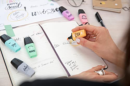 STABILO Highlighter BOSS MINI Pastellove - Pack of 5 - Touch of Turquoise, Hint of Mint, Pale Orange, Pink Blush, Dusty Grey