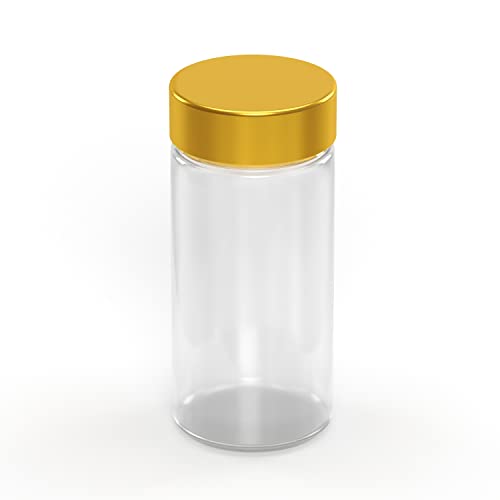 Tafts SQUARE Glass Spice Jars & Bottles l 33% Thicker - 12 Pcs Glass Spice - 3 oz or 4oz Empty Glass Spice Seasoning Containers l Shaker Lids and Airtight Caps l Aluminum Finish (Square, Gold)