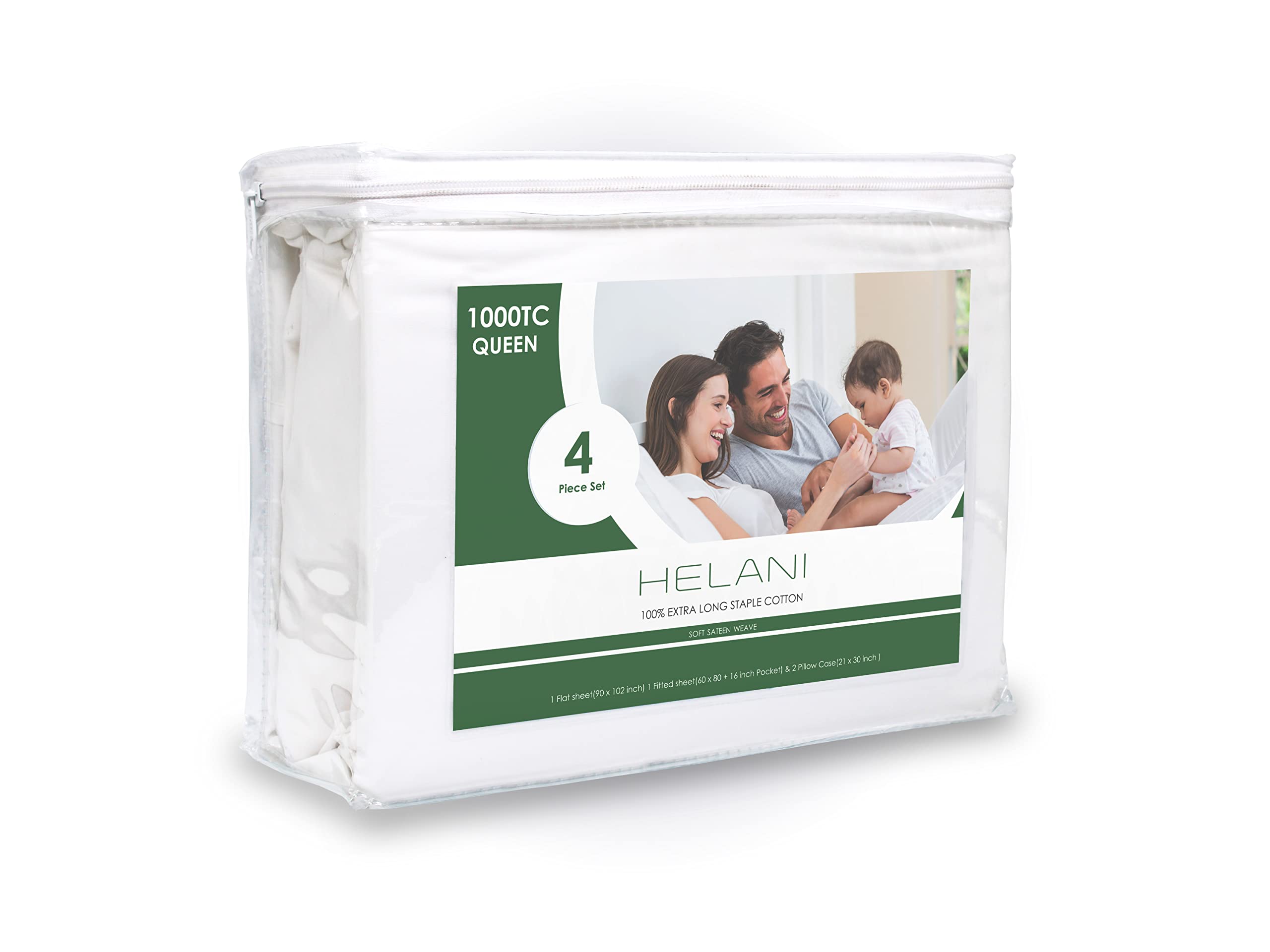 Helani 1000 Thread Count 100% Egyptian Cotton Bed Sheets 4 Pc Queen Sheets Set Dark Grey, Sateen Weave Hotel Bed Sheets, Single Ply Yarns, Luxury Collection, Fits Mattress up to 16” Deep Pocket