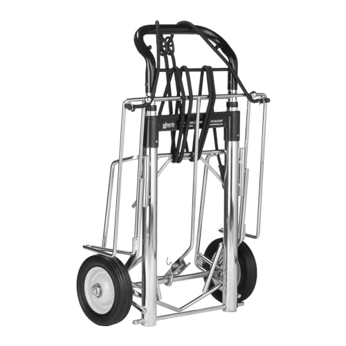 Norris Products Model 700 Folding Super Hand Cart - 16"x13.5" Platform Deck, 6" Rubber Wheels, 400lb Capacity, Telescopic Handle - Chrome