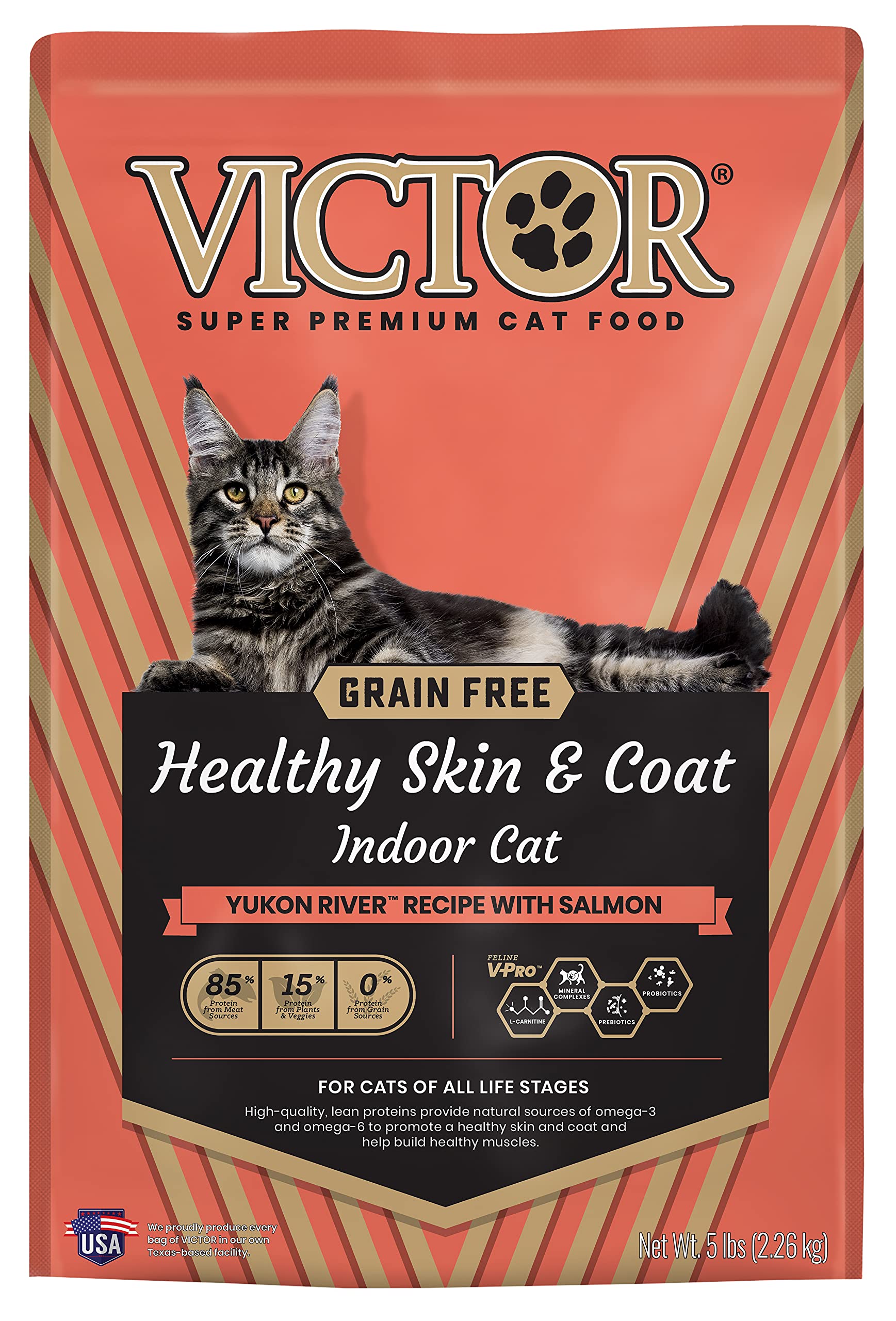 Victor Super Premium Cat Food – Grain Free Healthy Skin & Coat - Dry Cat Food for Indoor Cats – Yukon River Recipe – All Breeds and All Life Stages from Kitten to Adult, 5lb