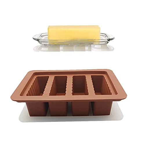 Silicone butter mold,Large Trays Butter Mold Set of 1 , BPA free premium silicone tray with lid (green)