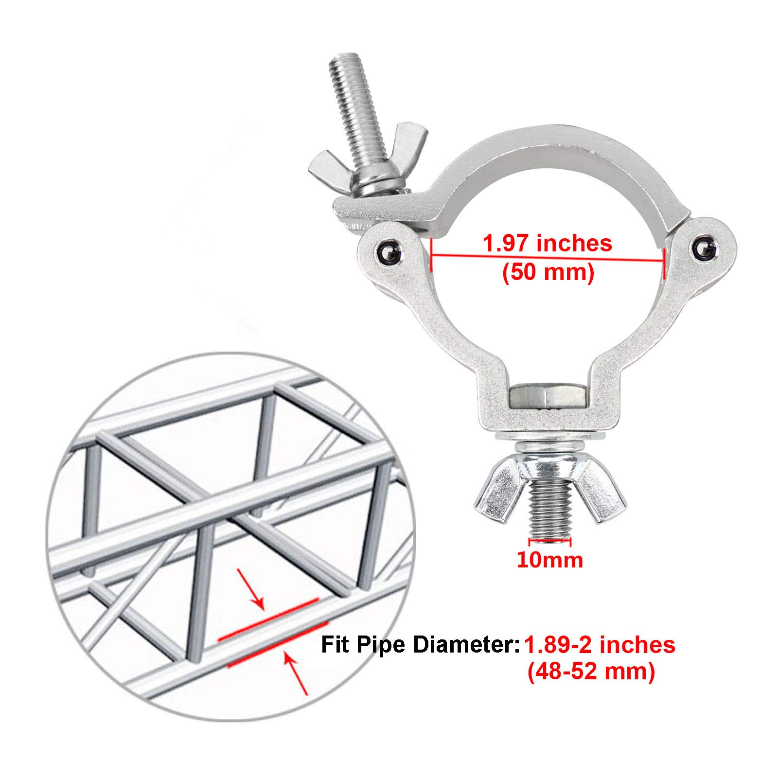 GBGS 8 Pack O-Clamp 2 Inch Lighting Mount Aluminum Alloy Finish Heavy Duty 220 Pound, TUV Certificated