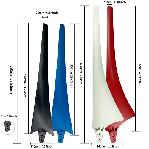 Mars Rock 58CM 22.83" Length High Strength Carbon Fibers Black Color Wind Blade Nylon Fiber Wind Turbine Blade for DIY Horizontal Wind Turbine Generator Windmill Assembling