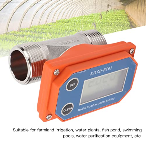 Measure Gallon or Liter Water Consumption Water Flowmeter Digital Display Flow Sensor Stainless Steel Acid Alkali Resistance Flow Meter,Water Flow Meter, Water Flow Meter, Measure Gallon or Lite