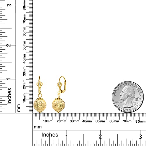 Gem Stone King 18K Gold Plated 1-1/4 Inch Dangle Drop Spheres Lever-Back Earrings For Women