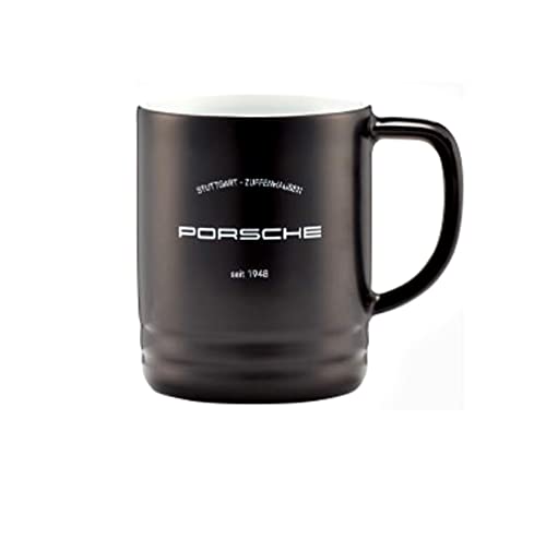 Porsche Classic Engine Piston Cup Vintage Style Porcelain Coffee Mug Matte Black Standard Size 270 mL