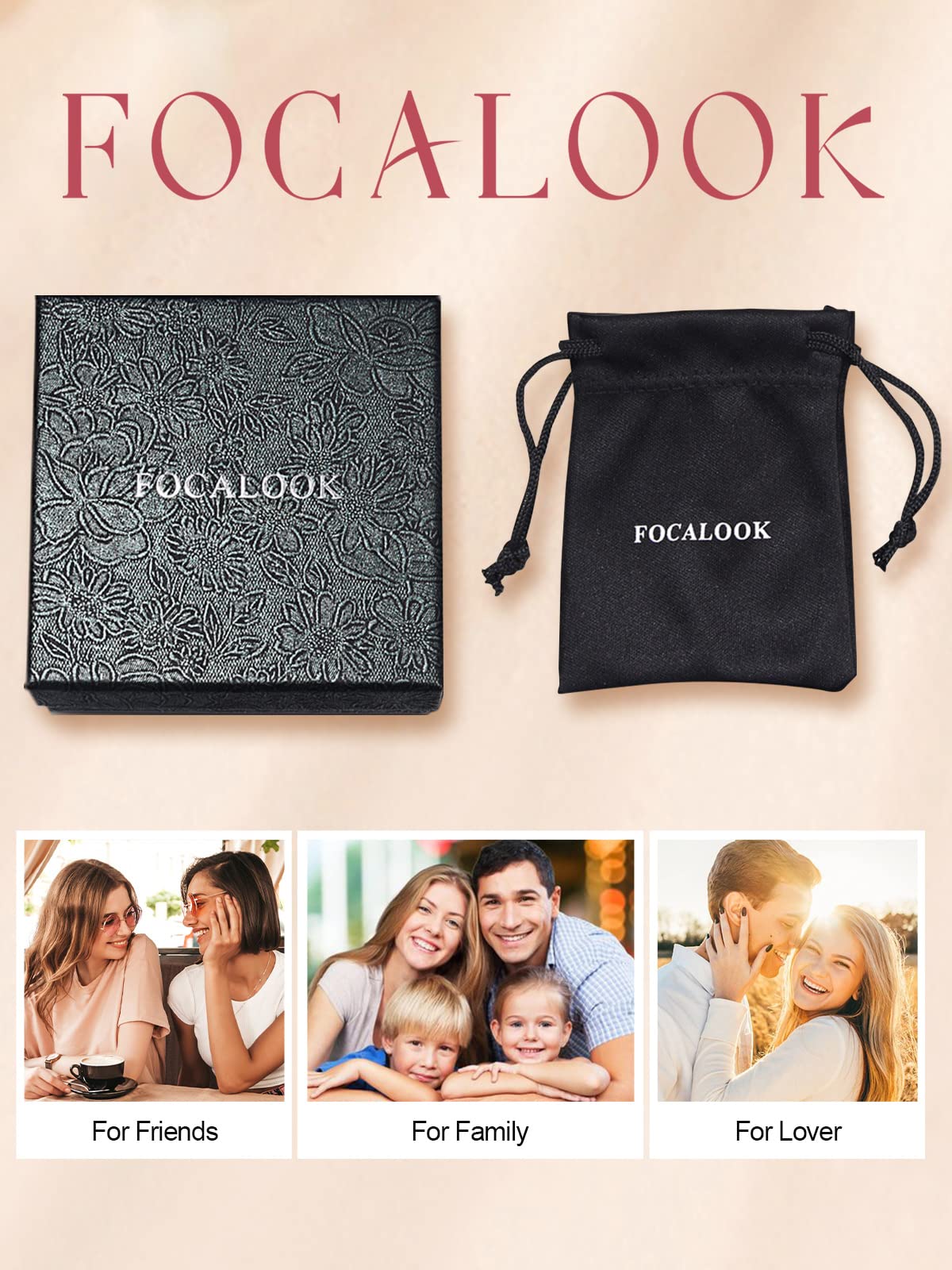 FOCALOOK Black Necklace Chain for Women 2mm 18 Inch Stainless Steel Rolo Cable Chain